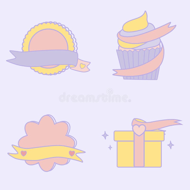 Cute Pastel Emblems Vector Set Stock Vector - Illustration of graphic ...