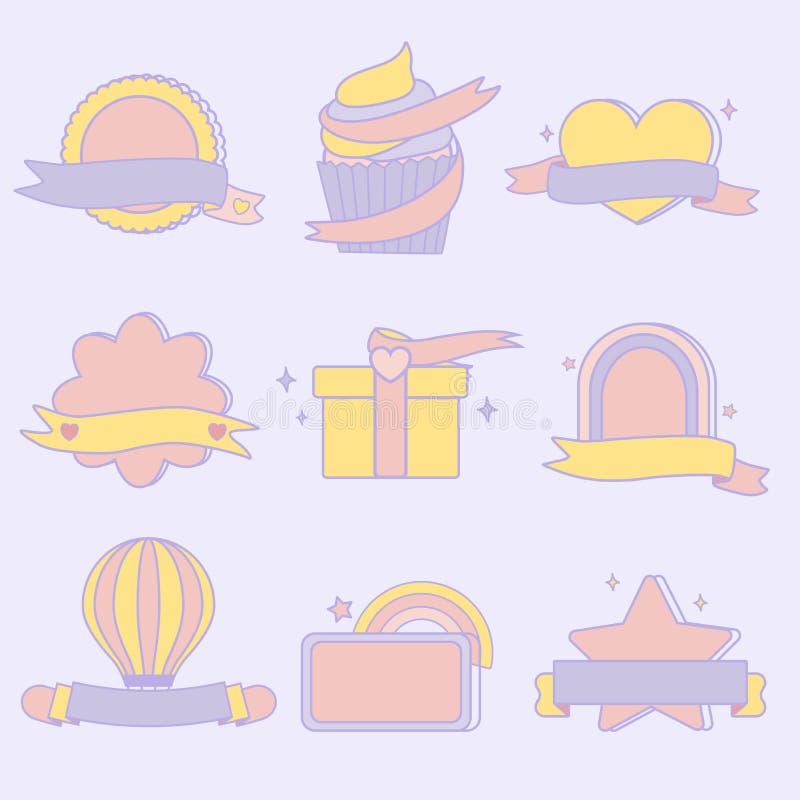 Cute Pastel Emblems Vector Set Stock Vector - Illustration of emblem ...