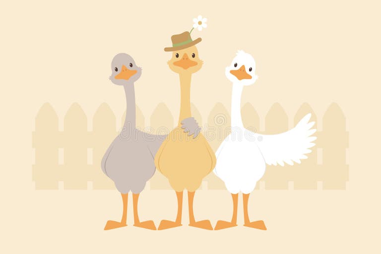 Funny Geese Vector Illustration Stock Vector - Illustration of animal ...