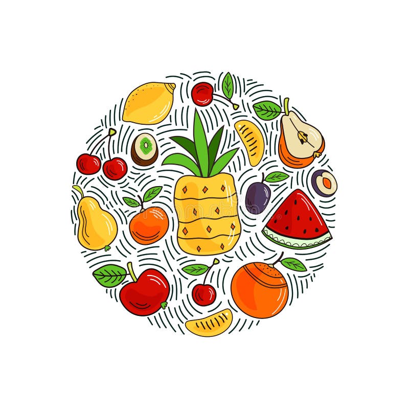 Vector Bright Round Fruits Composition. Stock Vector - Illustration of ...