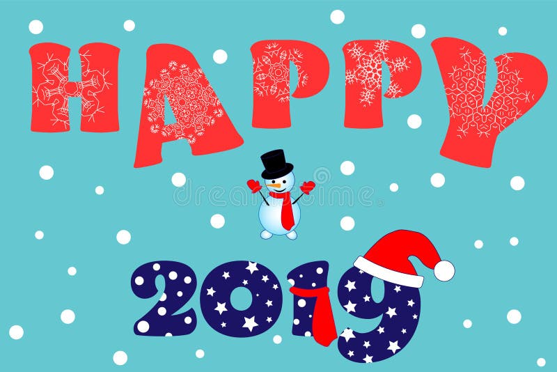 Happy 2019. Text with Funny Letters. Stock Vector - Illustration of ...