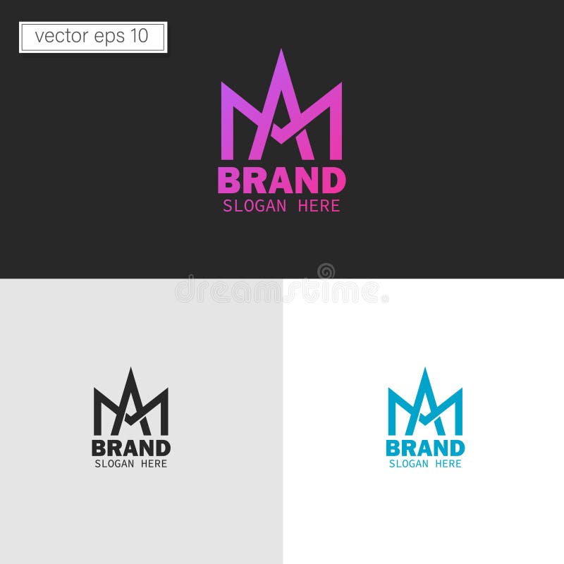 Initials am or MA Letters Logo Design Mockup Stock Vector ...