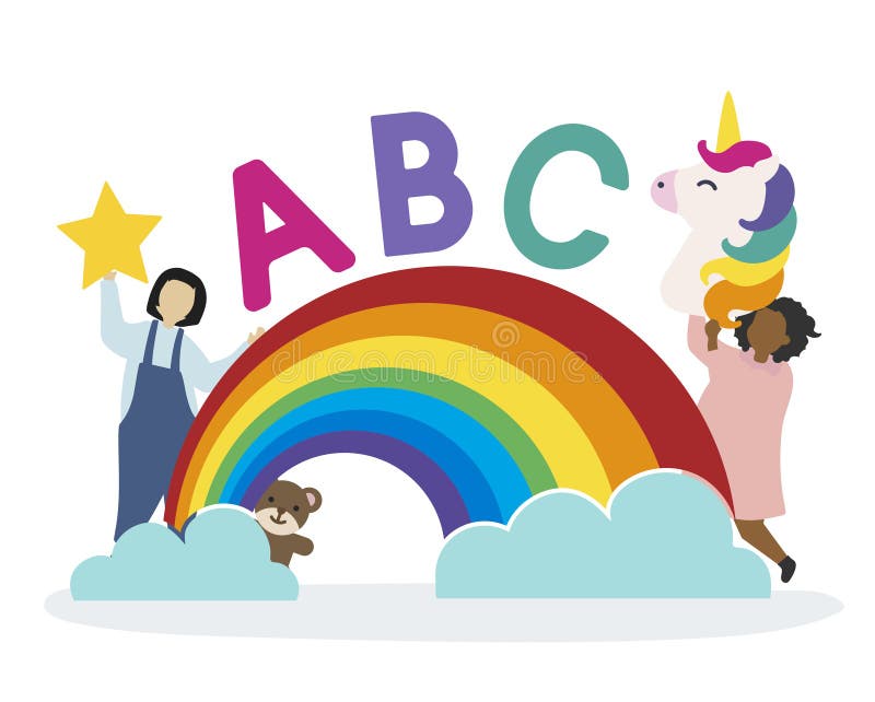 Kids with the ABC letters stock vector. Illustration of childhood ...