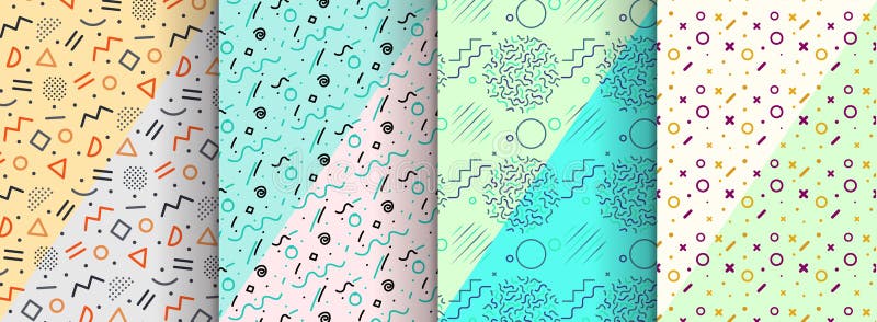 Memphis Seamless Patterns Available in Swatches Panel Stock Vector ...