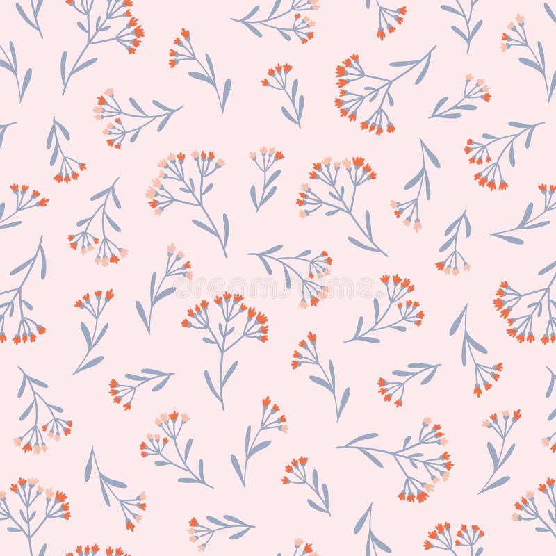 Seamless Floral Pattern in Vector Hand Drawn Style. Ditsy Repeated ...