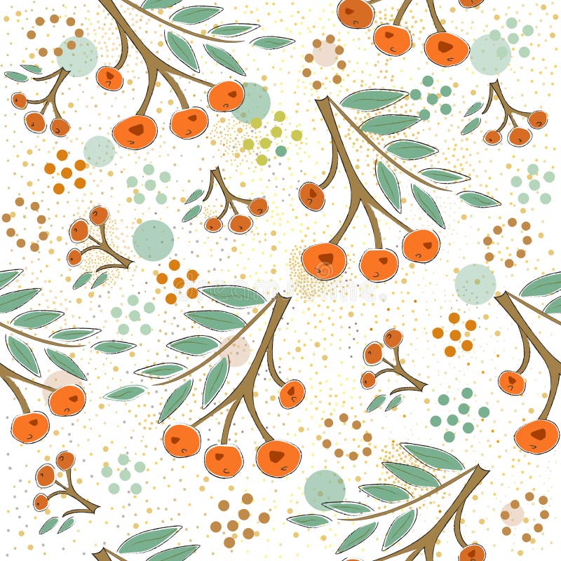 Seamless Pattern with Colorful Rowan Stock Illustration - Illustration ...