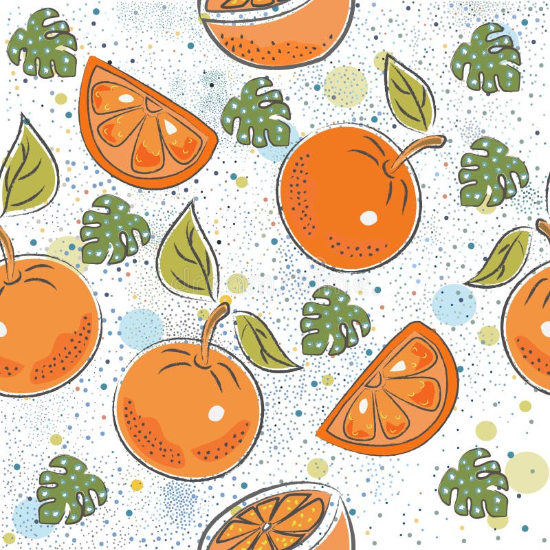Seamless Pattern with Cute Oranges. Stock Illustration - Illustration ...
