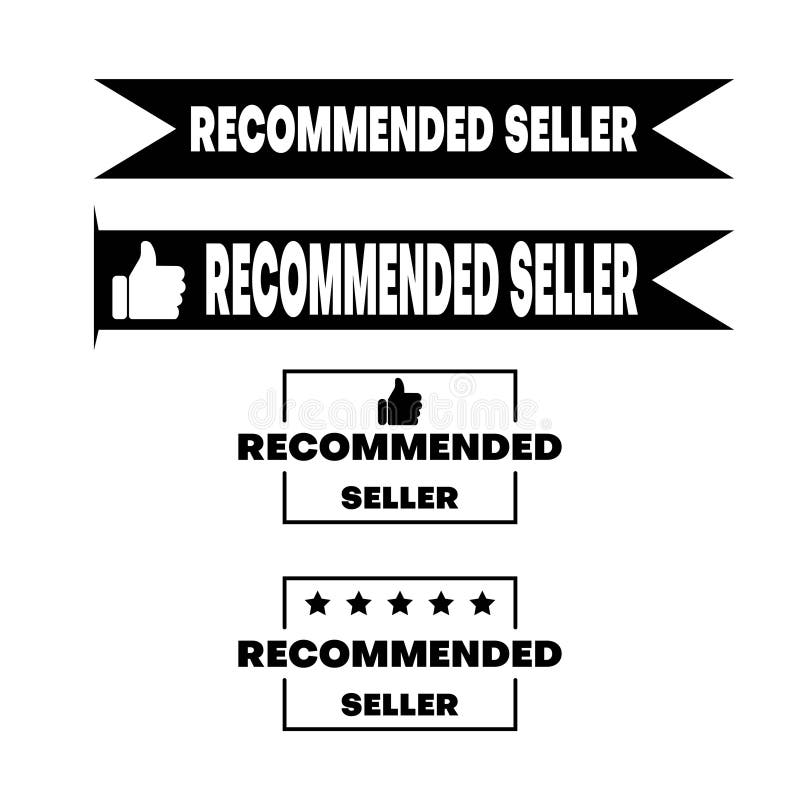 Set of Recommended Seller Labels in Black Color Stock Vector ...