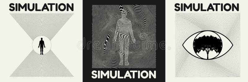 Simulation. Vector Set of Hand Drawn Minimalistic Illustration Stock ...