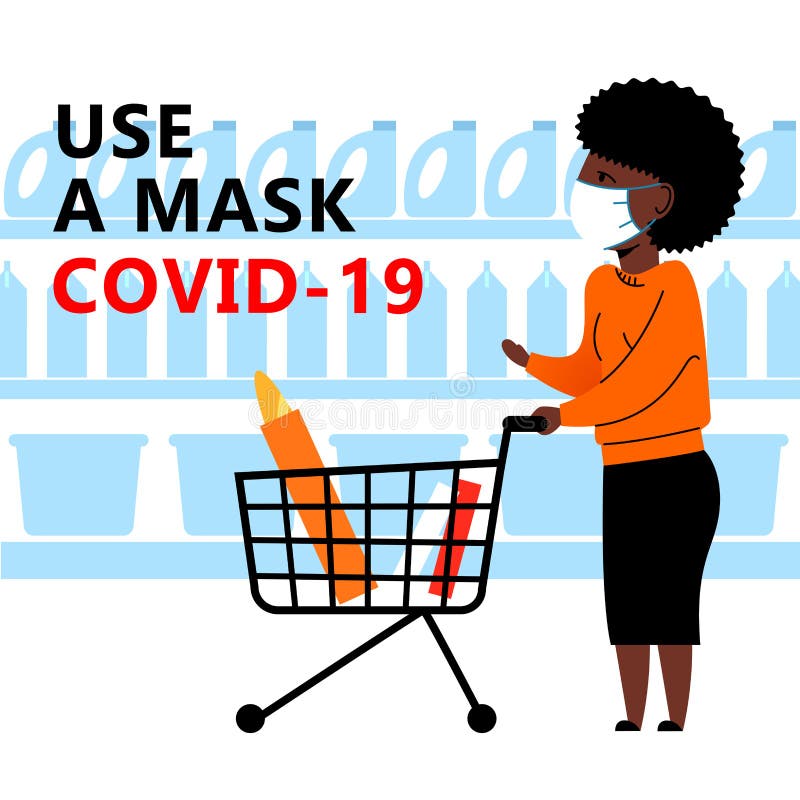 A Square Vector Image with a Woman Being in the Public Store and ...