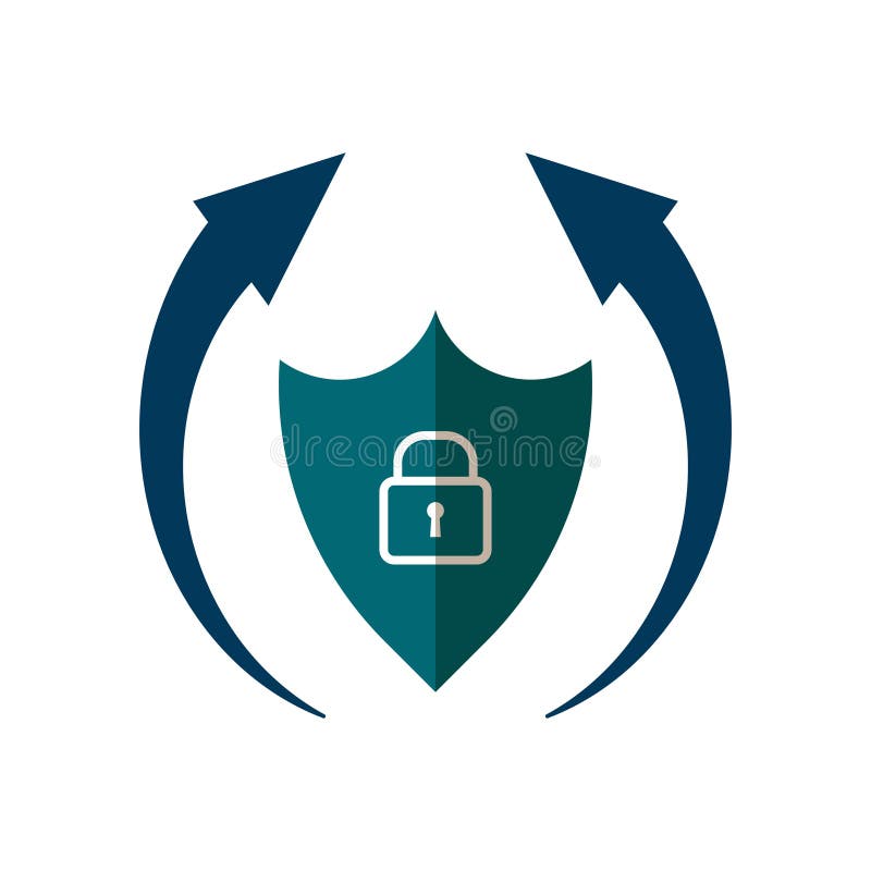 Basic RGBpadlock and Security Shield with Two Arrows. Flat Design Style ...