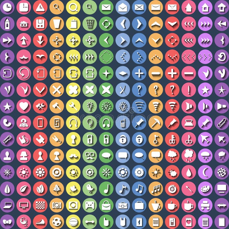 Basic Round Flat Icons Set, Vector Collection for Stock Vector ...