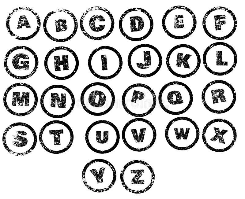 Basic Rubber Stamp Alphabet Stock Illustration - Illustration of stamp ...