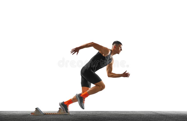 Basic Running Technique. Young Athletic Man Training Running at Short ...