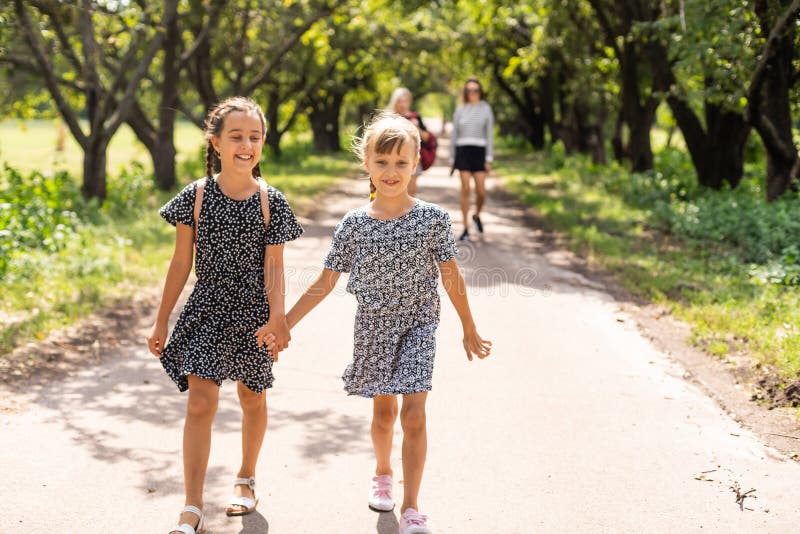 Basic School Students Crossing the Road Stock Photo - Image of girl ...
