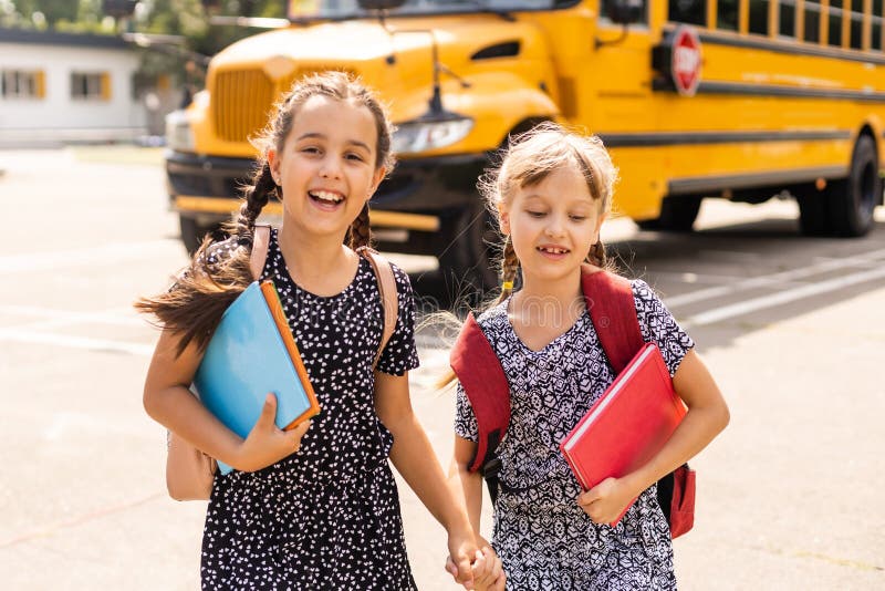 Basic School Students Crossing the Road Stock Image - Image of cute ...
