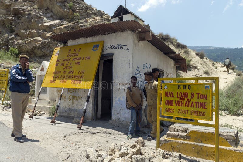 A Basic Security Checkpoint on the Mountainous Route of Northern India ...