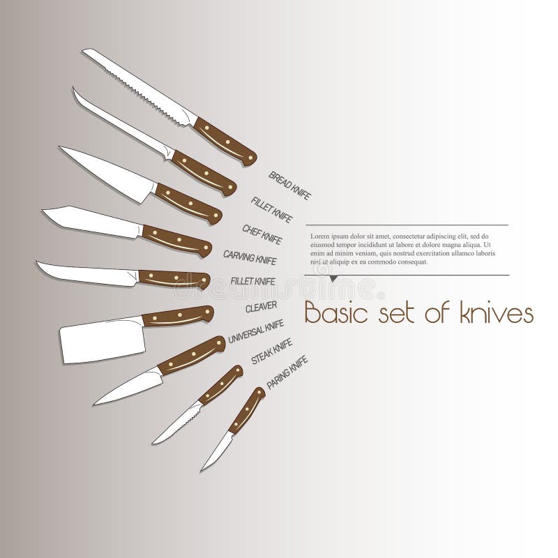 A Basic Set of Kitchen Knives Stock Vector - Illustration of ...