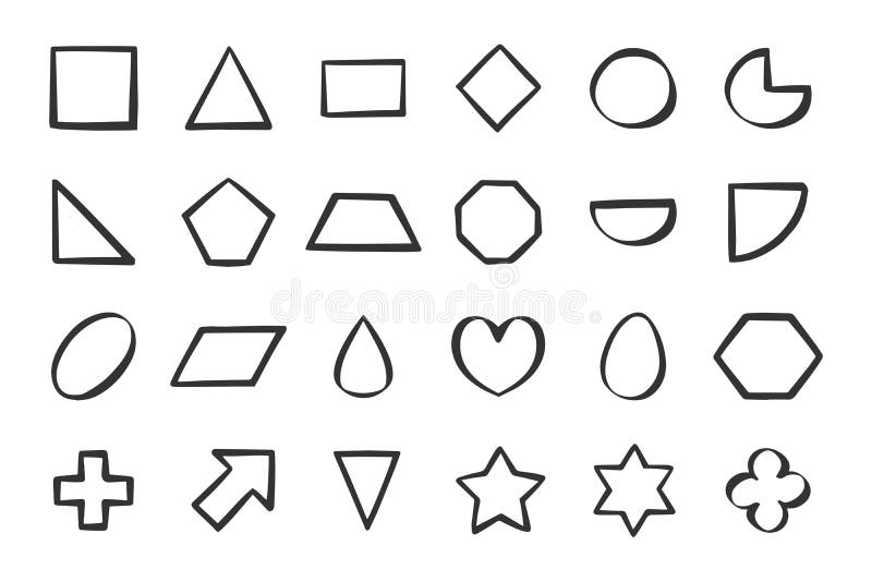 Basic Shape Icon Set Hand Drawn Doodle Icons Stock Vector ...