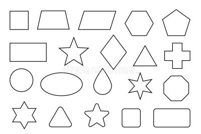 Basic Shape Outline Set. Simple Geometry Shapes Set. Geometric ...