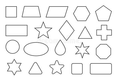 Basic Shape Outline Set. Simple Geometry Shapes Set. Geometric ...