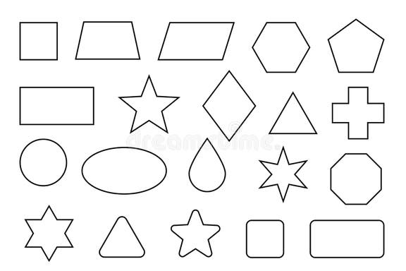 Basic Shape Outline Set. Simple Geometry Shapes Set. Geometric ...