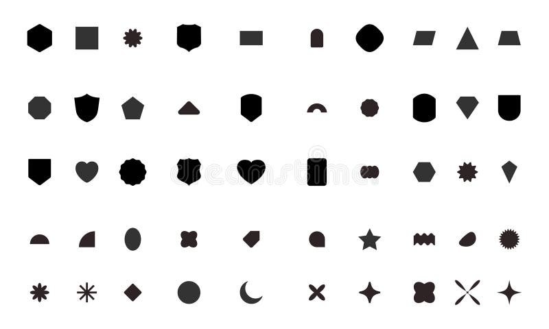 50 Basic Shape Vector Collection. Stock Vector - Illustration of shape ...