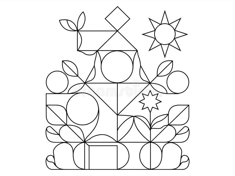 Basic Shapes Coloring Page, Simple Geometric Shapes with Bold Black ...
