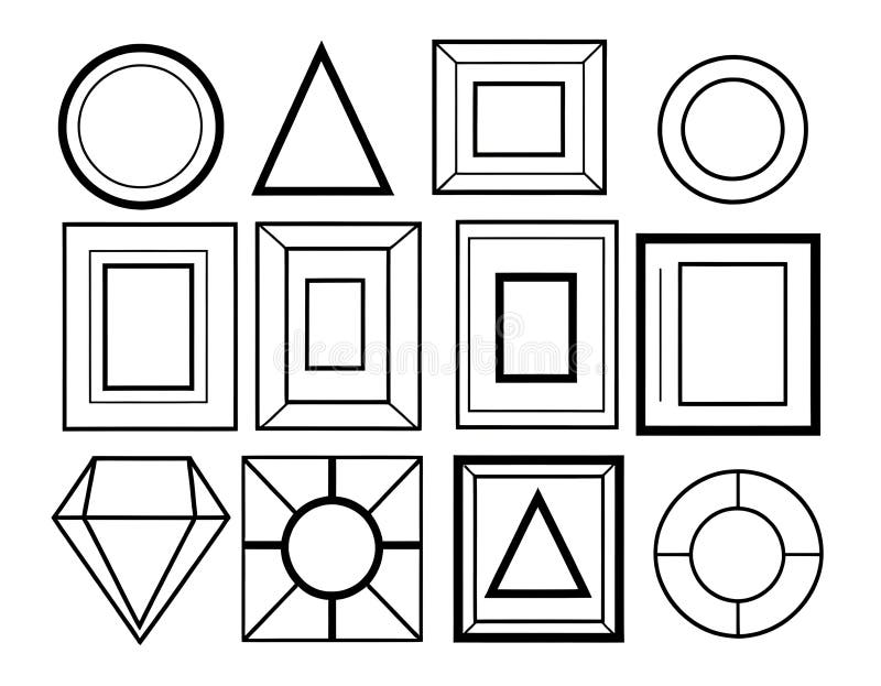 Basic Shapes Coloring Page, Simple Geometric Shapes with Bold Black ...