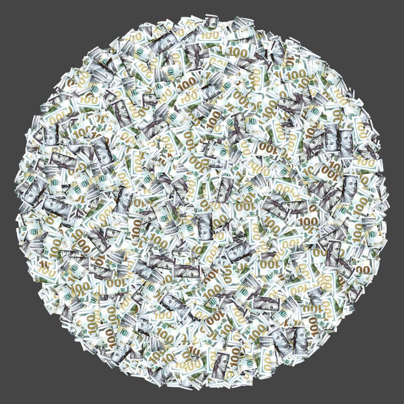 Basic Shapes with Dollar Paper Money Banknotes. Isolated on Gray ...