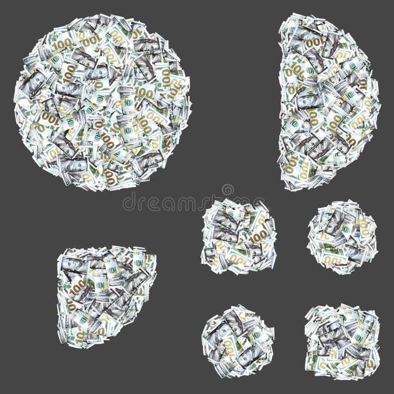 Basic Shapes with Dollar Paper Money Banknotes. Isolated on Gray ...