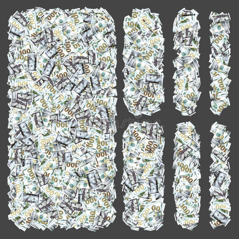 Basic Shapes with Dollar Paper Money Banknotes. Isolated on Gray ...