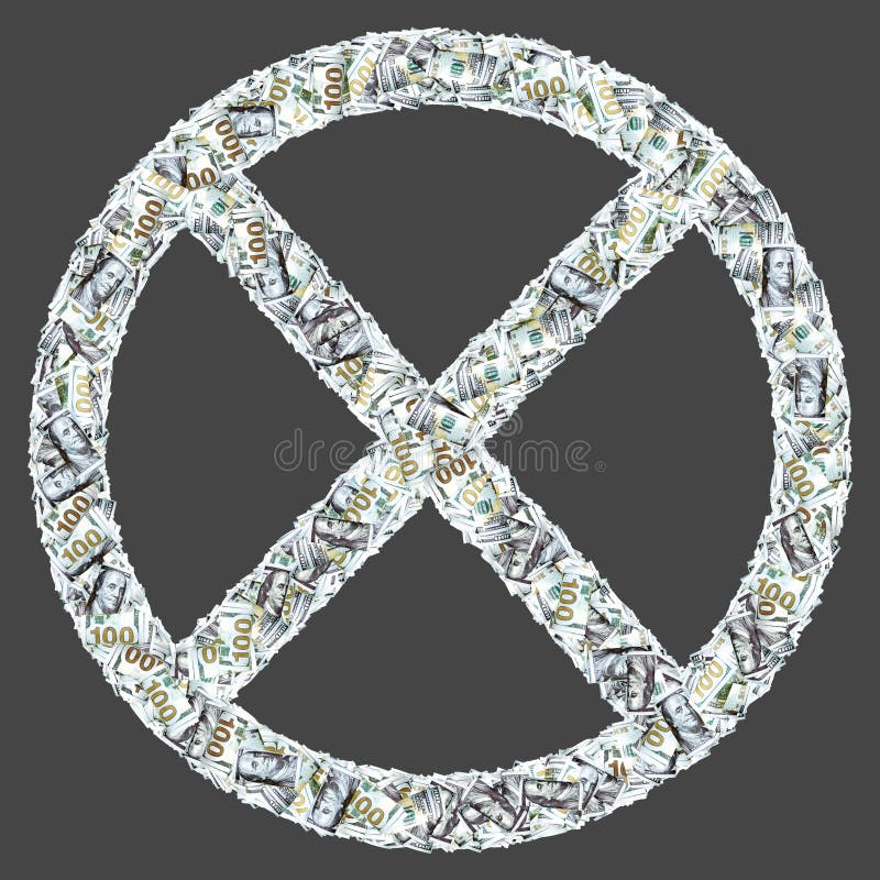 Basic Shapes with Dollar Paper Money Banknotes. Isolated on Gray ...