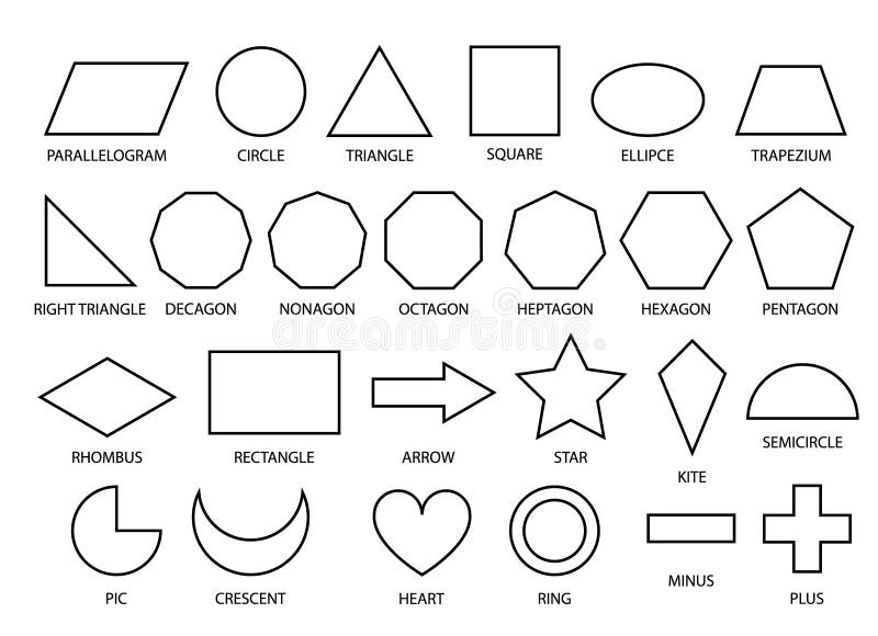 Black Outline Basic Shapes Stock Illustrations – 2,348 Black Outline ...
