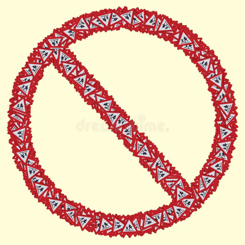 Basic Shapes with Pedestrian Danger Sign. Red Triangle Safety Traffic ...