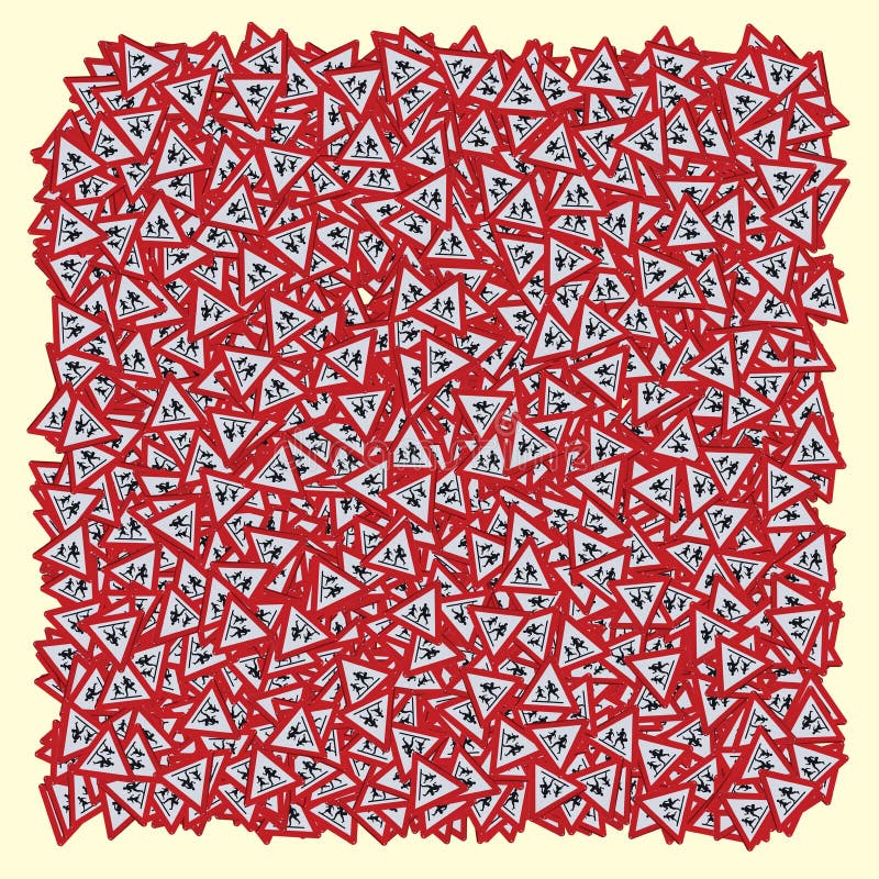 Basic Shapes with Pedestrian Danger Sign. Red Triangle Safety Traffic ...