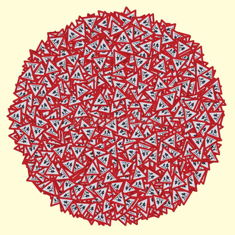 Basic Shapes with Pedestrian Danger Sign. Red Triangle Safety Traffic ...