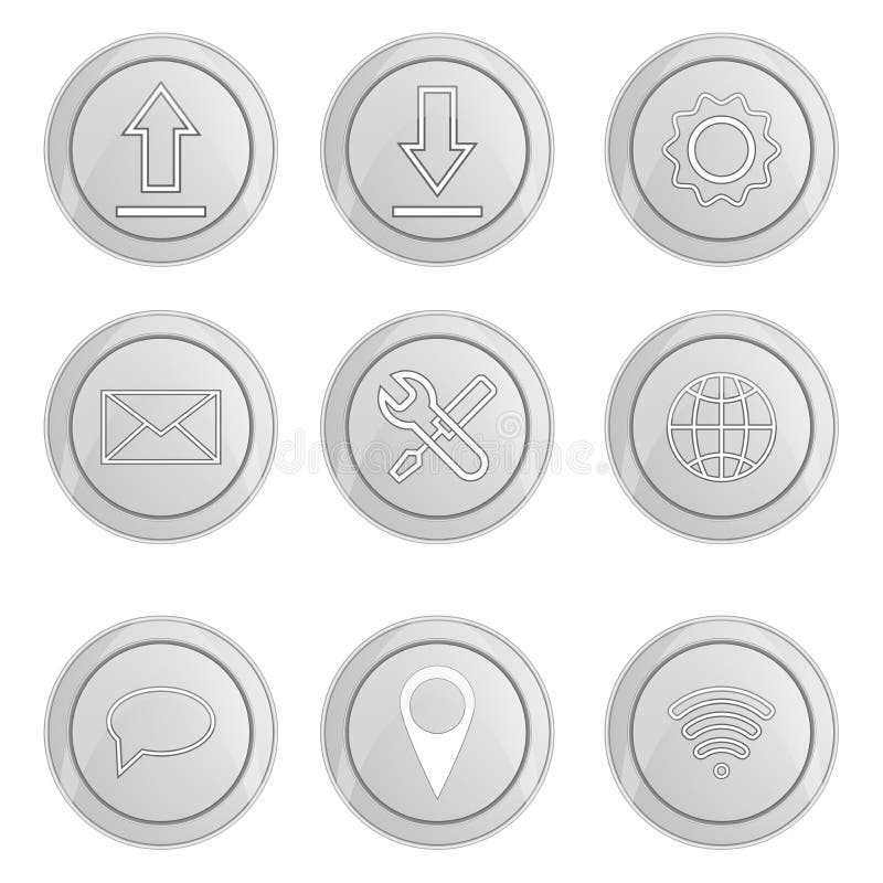 Basic Silver Internet Icons Set Stock Vector - Illustration of computer ...