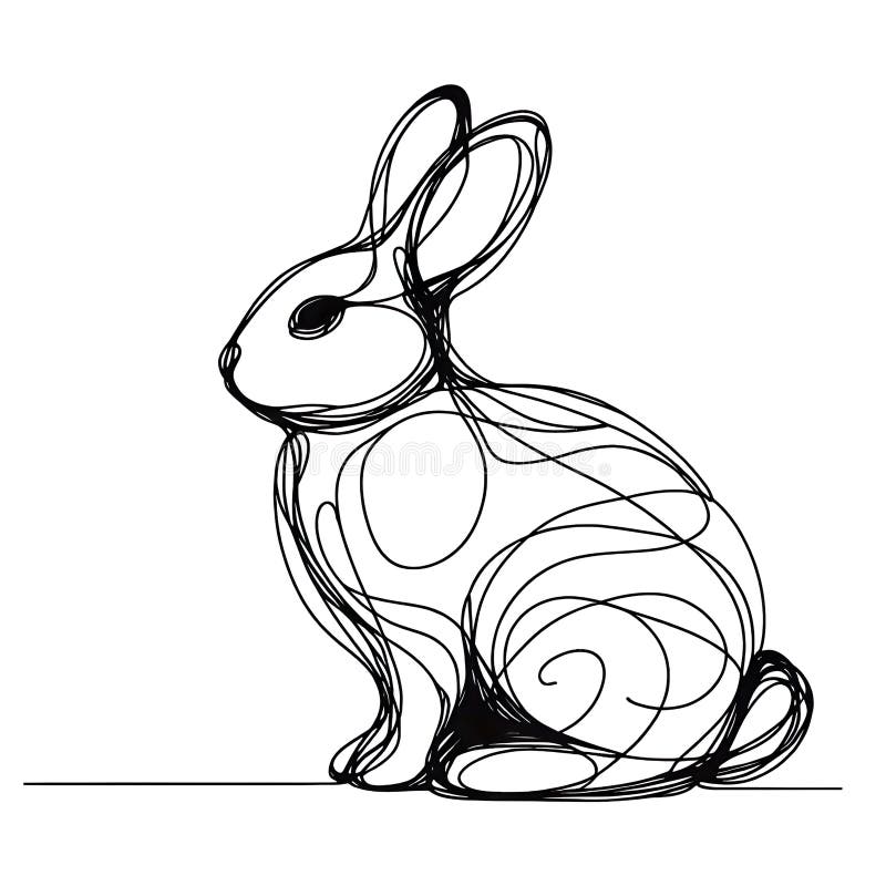 A Basic Sketch of a Bunny on a Blank White Surface. Stock Photo - Image ...