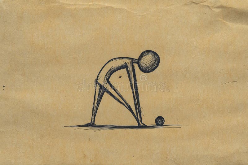 A Basic Sketch Shows a Person Hunched Over an Item, with Their ...