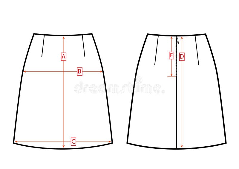 Basic Skirt Size Chart. Clothing Measurements Stock Vector ...