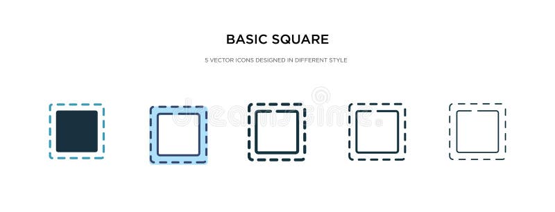 Basic Square Icon in Different Style Vector Illustration. Two Colored ...