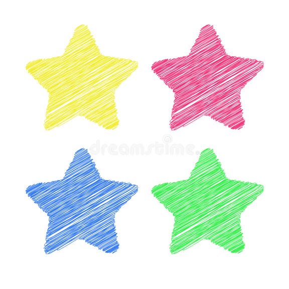 Basic Stars Scribble Hand Drawn Vector Design Collection Set Stock ...