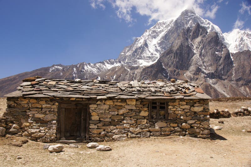 Basic Stone Cabin and Mountain Stock Photo - Image of himalayas, home: 41518108