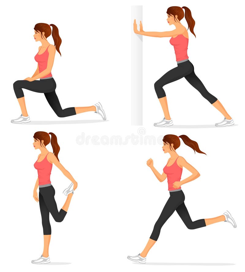 Basic Stretching Exercises Related To Jogging Stock Vector ...
