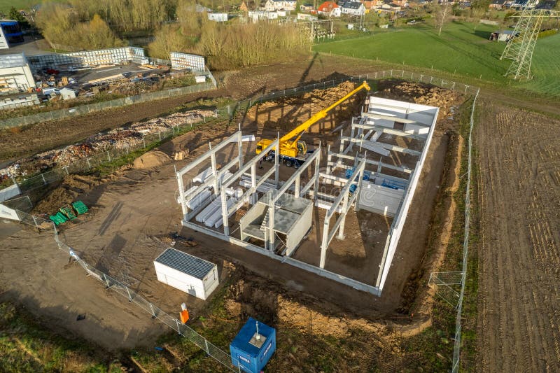 The Basic Structure of an Industrial Building is Erected on a ...