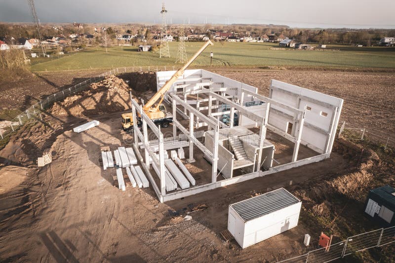 The Basic Structure of an Industrial Building is Erected on a ...