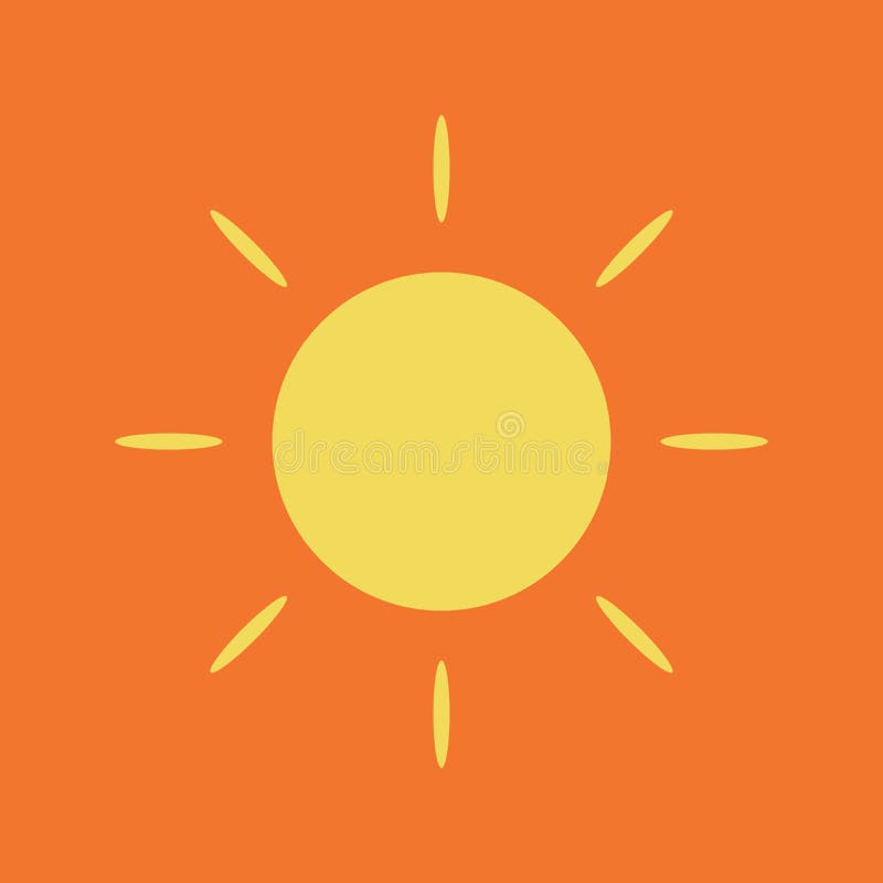 Basic Sun Vector Illustration on Orange Background Stock Vector ...