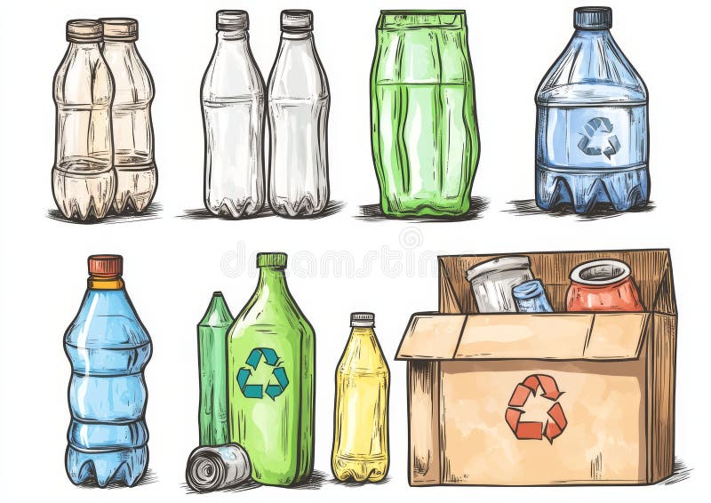 Basic Symbols Representing Waste Management and Recycling Stock Image ...
