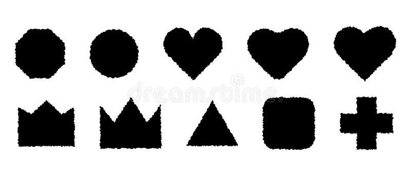 Basic Symbols with a Rough, Torn Edge. Stock Vector - Illustration of ...